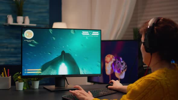 Angry Pro Gamer While Playing Shooter Games Beacuse She Losing, Stock ...