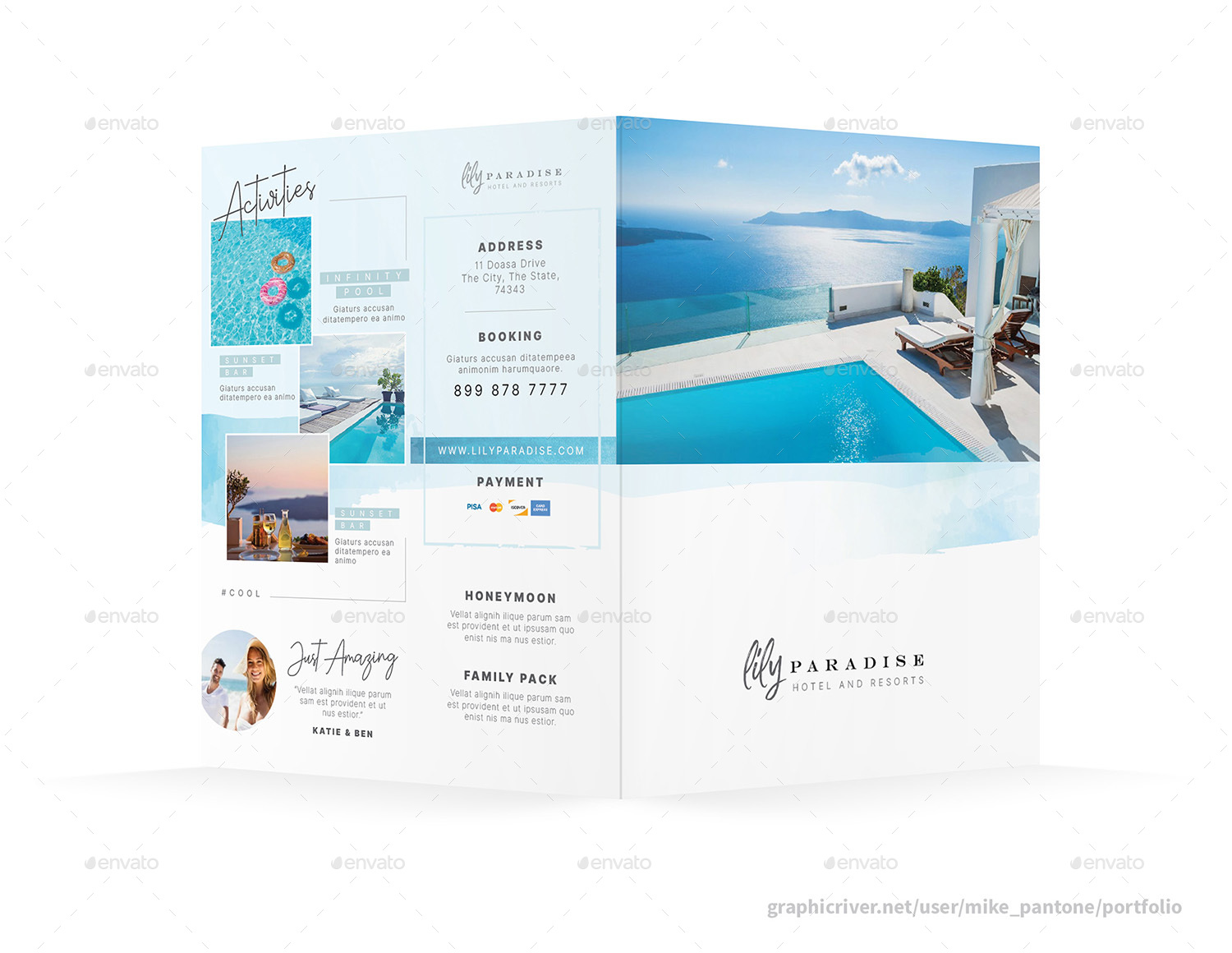 Beach Resort Bifold / Halffold Brochure 3, Print Templates | GraphicRiver