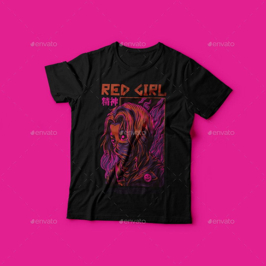 Red Girl T-Shirt Design, T-Shirts | GraphicRiver