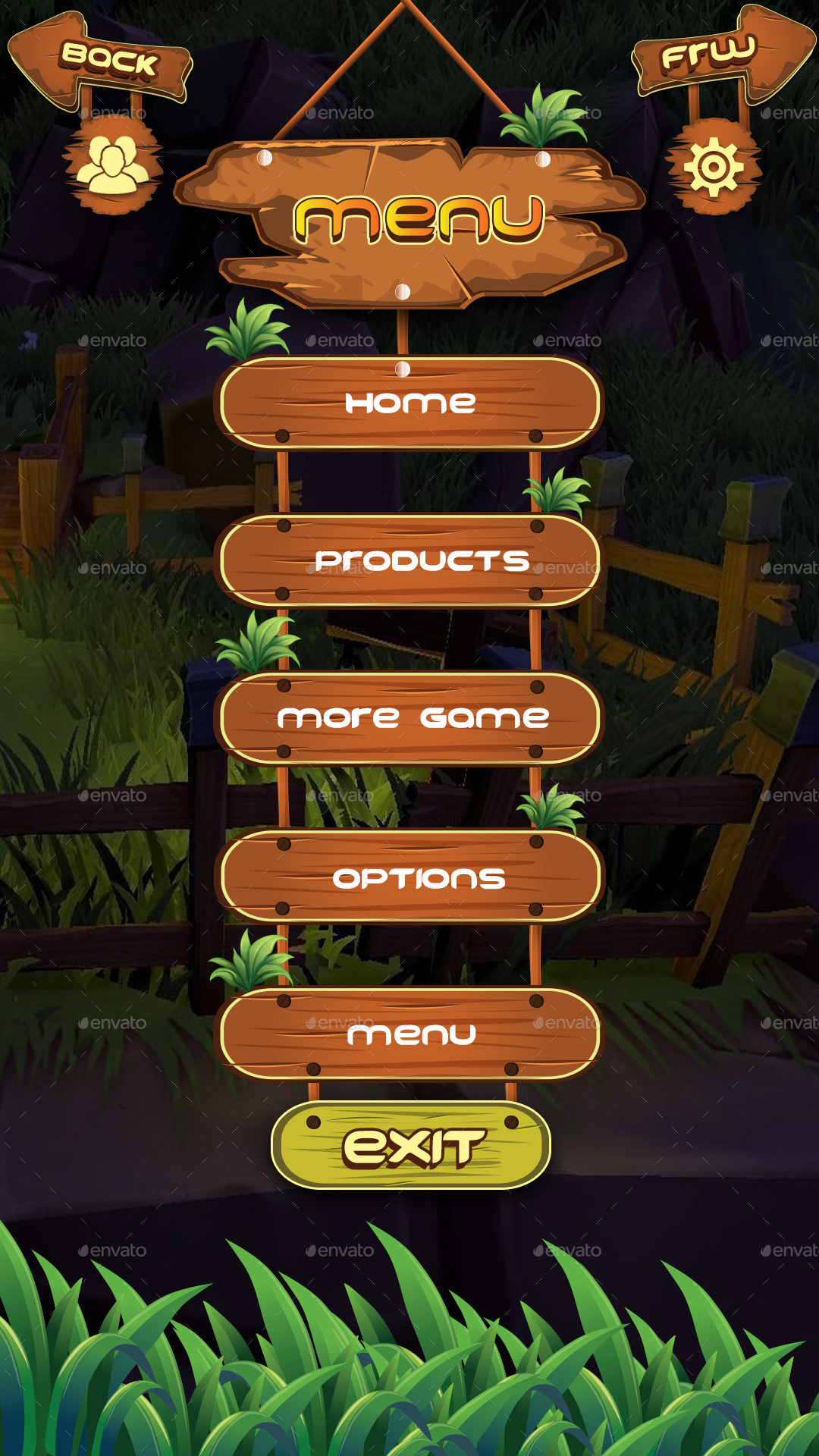 Wooden Theme Game GUI Pack, Game Assets | GraphicRiver