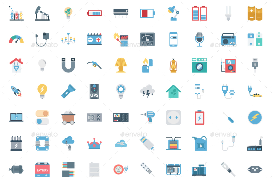 190+ Power and Energy Color Vector Icon Pack, Icons | GraphicRiver
