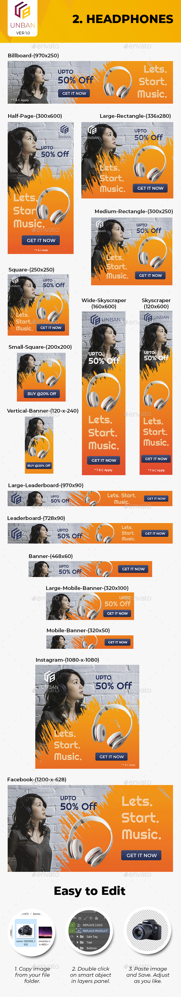 Unban - ECommerce Electronics Ad Banner Set, Web Elements | GraphicRiver