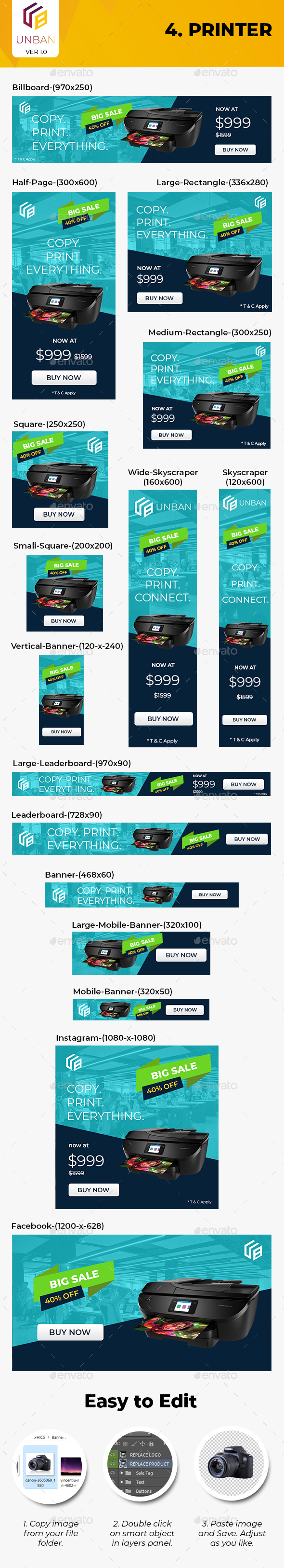 Unban - ECommerce Electronics Ad Banner Set, Web Elements | GraphicRiver