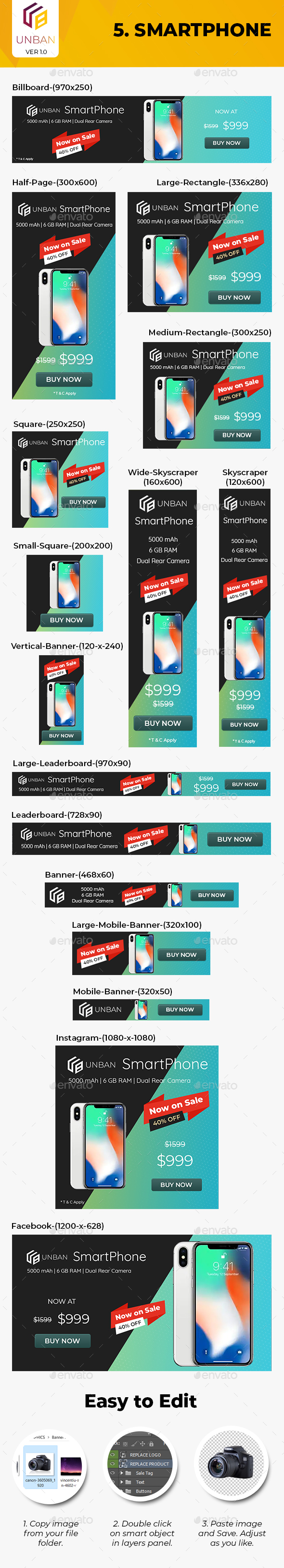 Unban - ECommerce Electronics Ad Banner Set, Web Elements | GraphicRiver