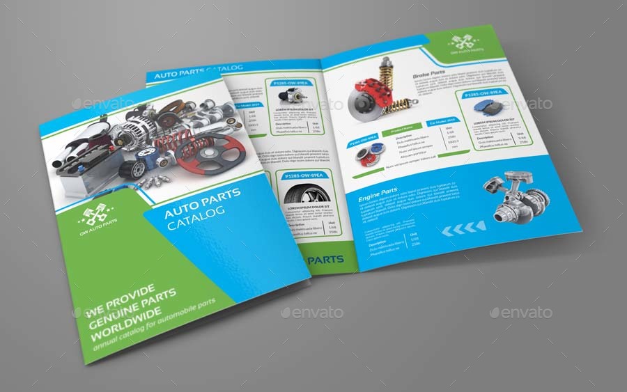 Auto Parts Catalog Bi-Fold Brochure Template Vol.3, Print Templates