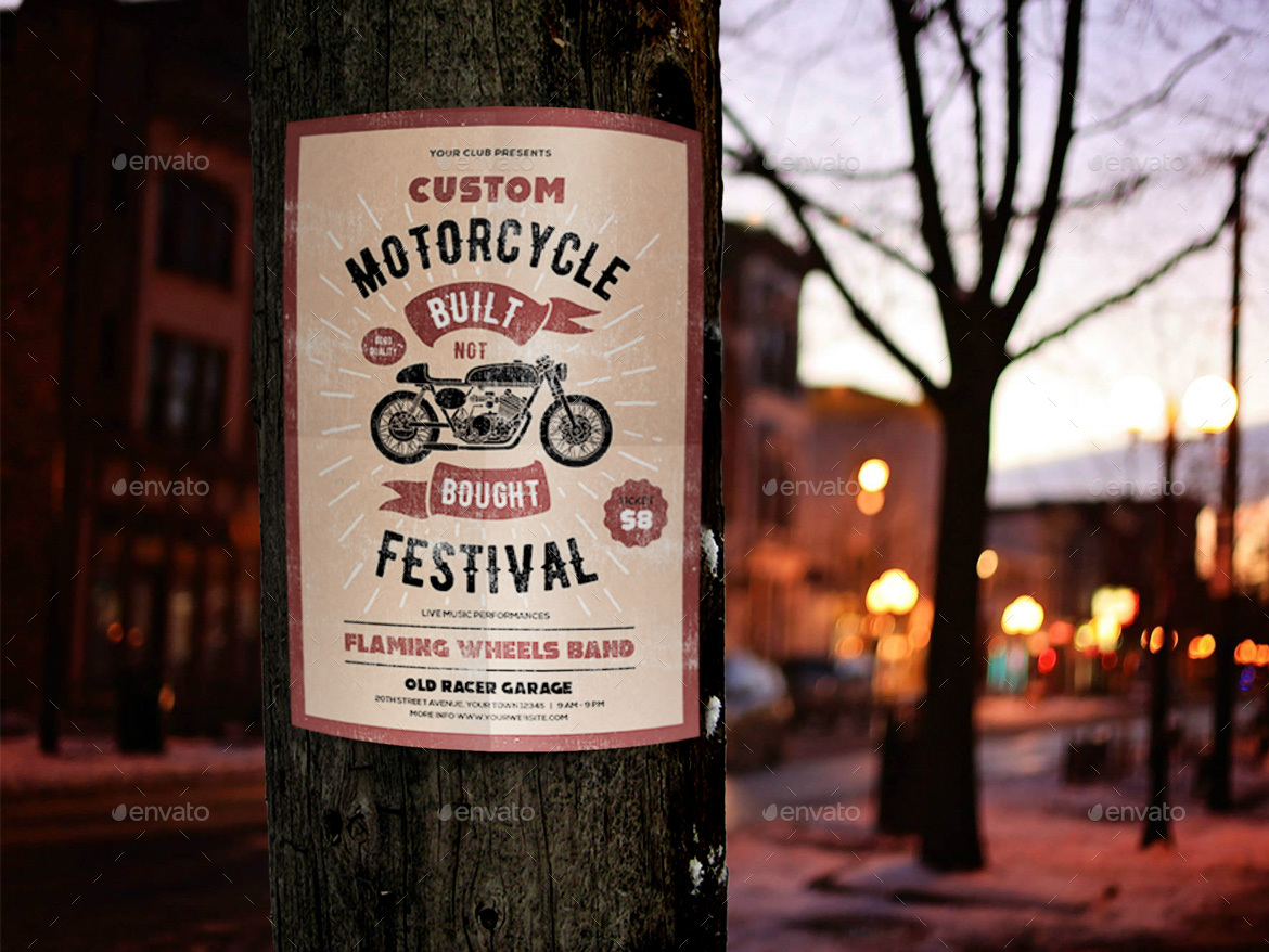 Custom Motorcycle Festival Flyers Template, Print Templates | GraphicRiver