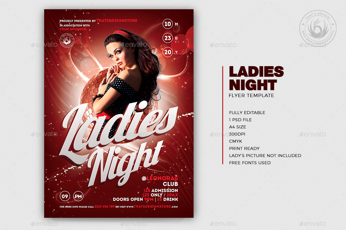 Ladies Night Flyer template V1, Print Templates | GraphicRiver