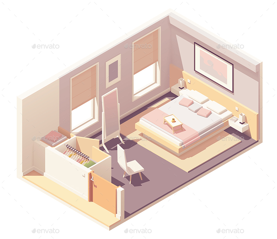 Vector Isometric Rooms Set, Vectors | GraphicRiver