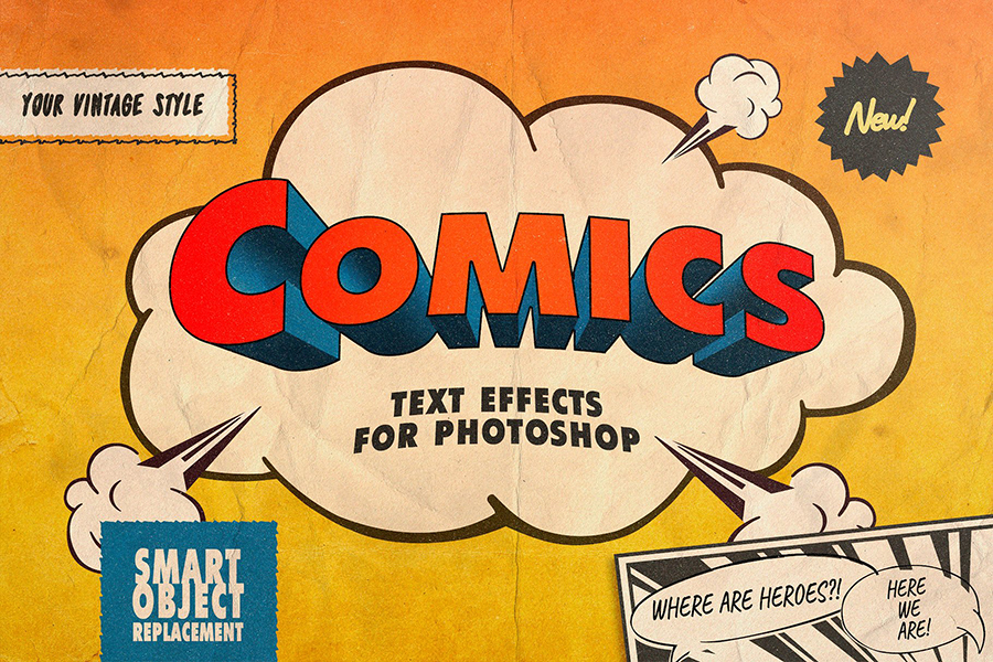 Vintage Comics Text Effects, Add-ons | GraphicRiver