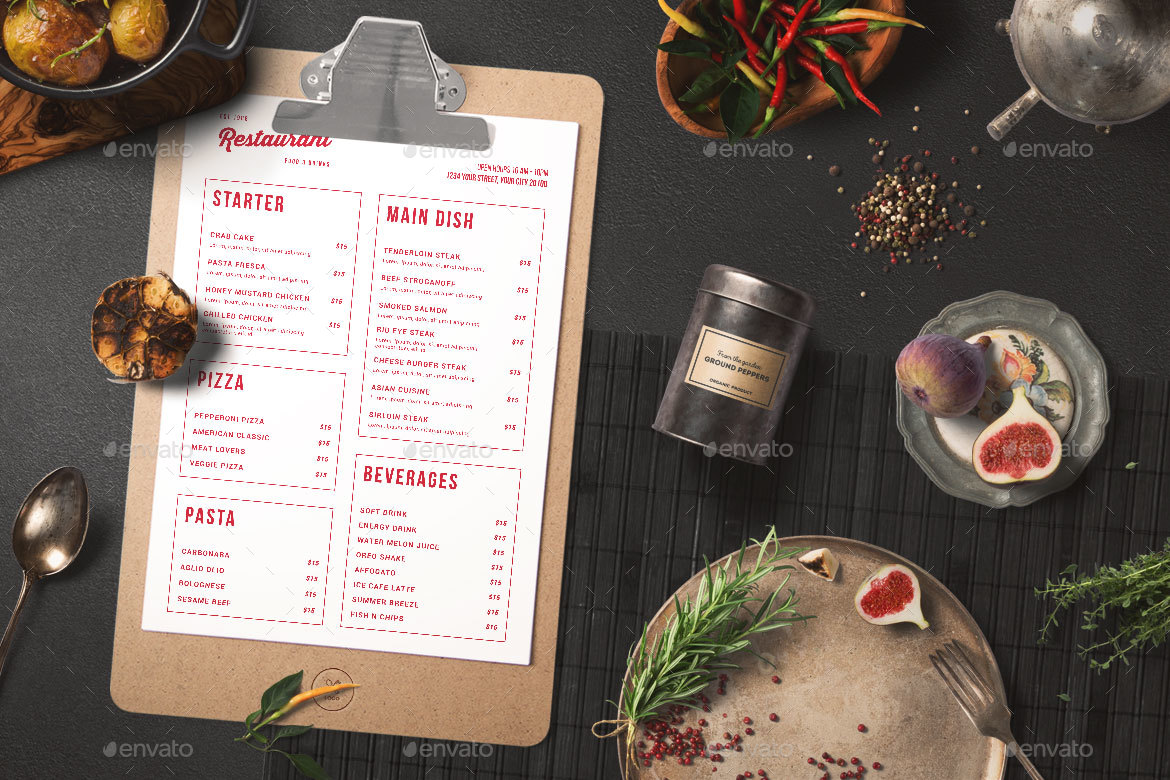 Minimalist Food Menu, Print Templates | GraphicRiver