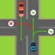 Turn Rules on Four-Way Intersection Vector Diagram, Vectors | GraphicRiver
