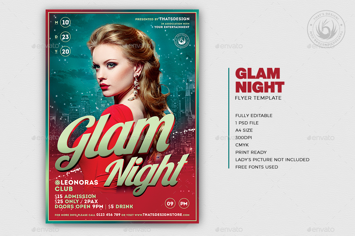 Glam Night Flyer Template, Print Templates | GraphicRiver