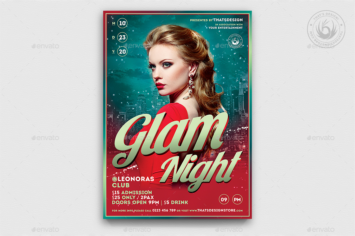 Glam Night Flyer Template, Print Templates | GraphicRiver