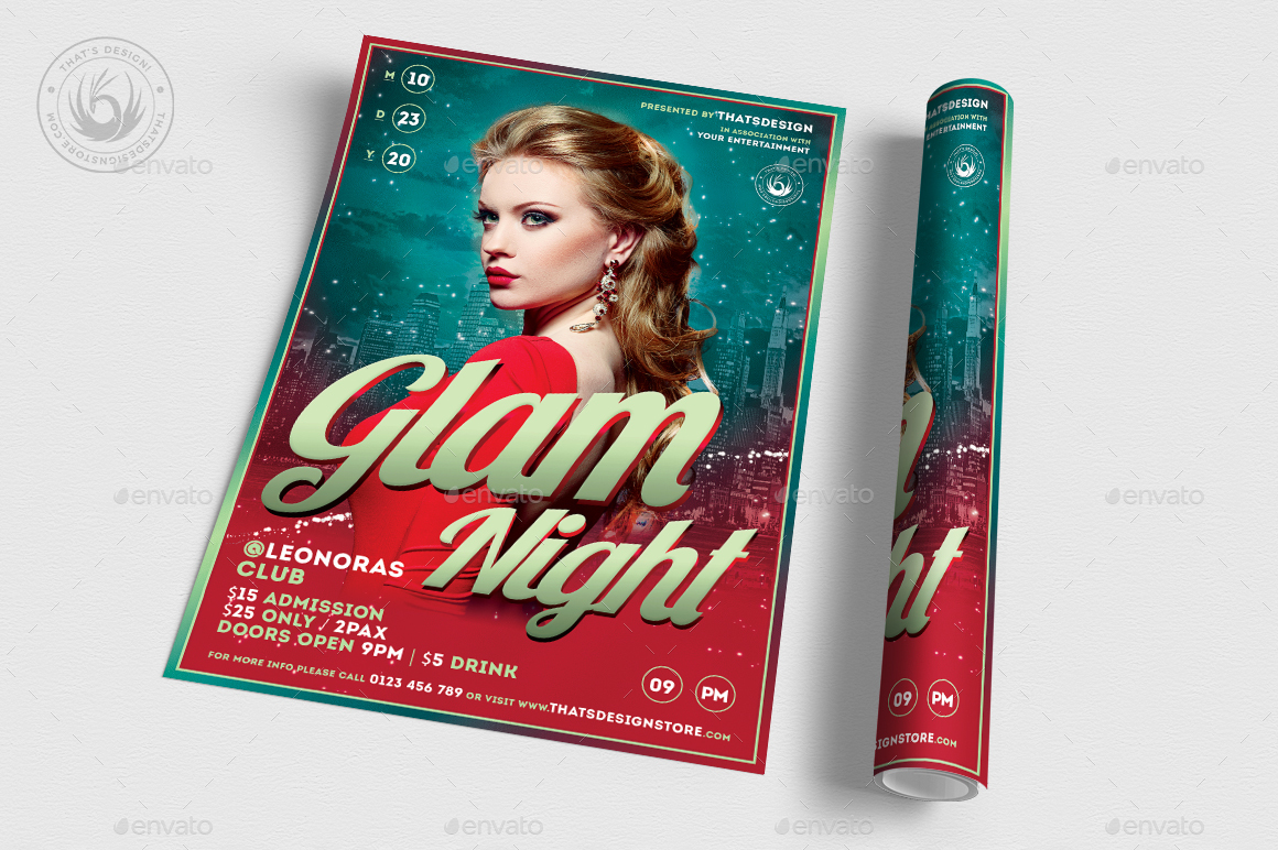 Glam Night Flyer Template, Print Templates | GraphicRiver