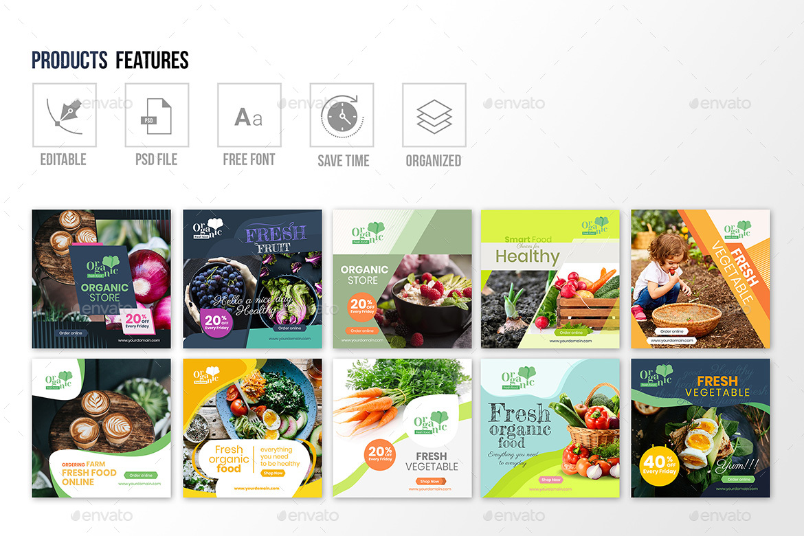 10 Instagram Post Banner - Organic, Web Elements | GraphicRiver