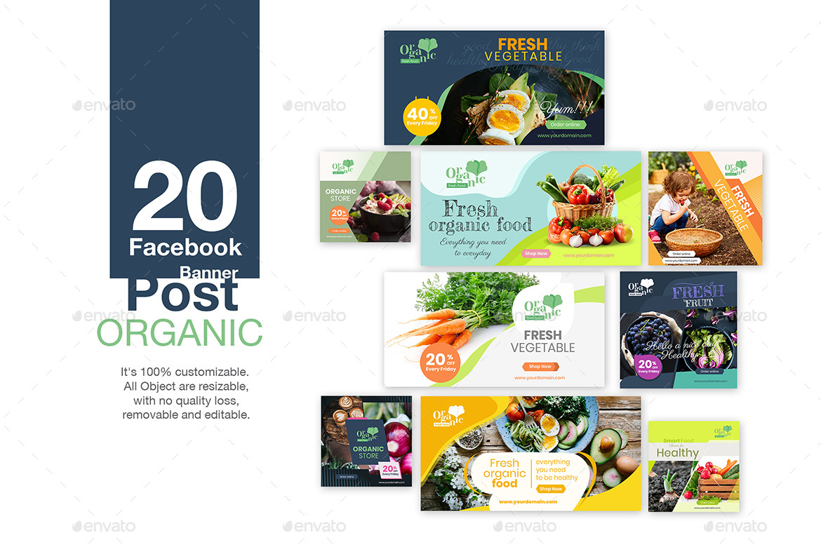 20 Facebook Post Banner - Organic, Web Elements | GraphicRiver