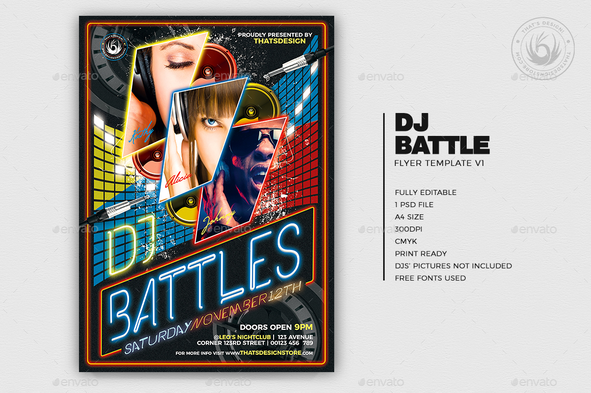 Dj Battle Flyer Template V1, Print Templates | GraphicRiver