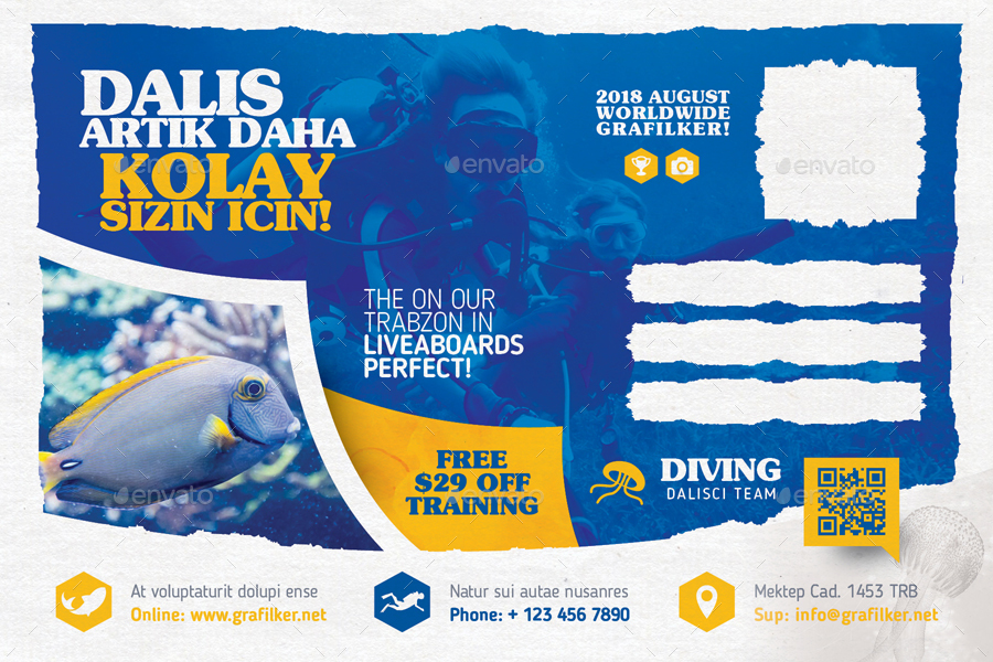 Ocean Diving Postcard Bundle Templates, Print Templates | GraphicRiver