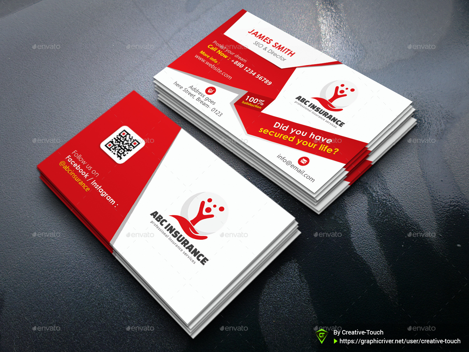 Corporate Insurance Business Card, Print Templates | GraphicRiver