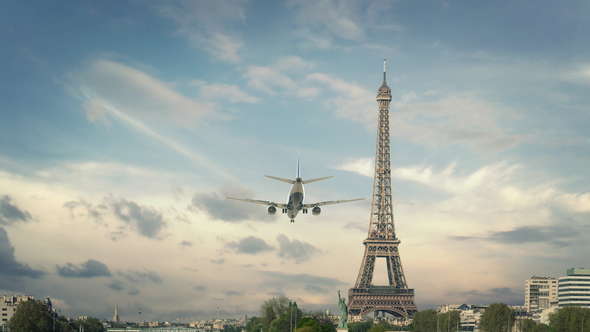 Airplane Landing Paris France, Motion Graphics | VideoHive