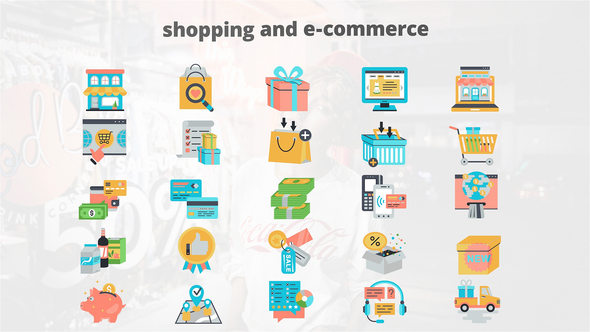 Shoping And Ecommerce - Flat Animation Icons, After Effects Project Files