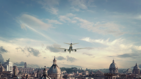 Airplane Landing Rome Italy Third Version, Motion Graphics | VideoHive