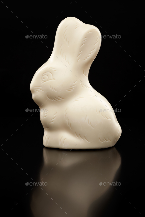 Traditional white chocolate Easter holiday bunny, Stock Photo by ...