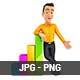 3D Man Leaning Against Bar Chart, Graphics | GraphicRiver