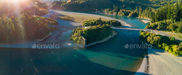 Bridges over Rakaia river, Rakaia Gorge, New Zealand, South Isla Stock ...