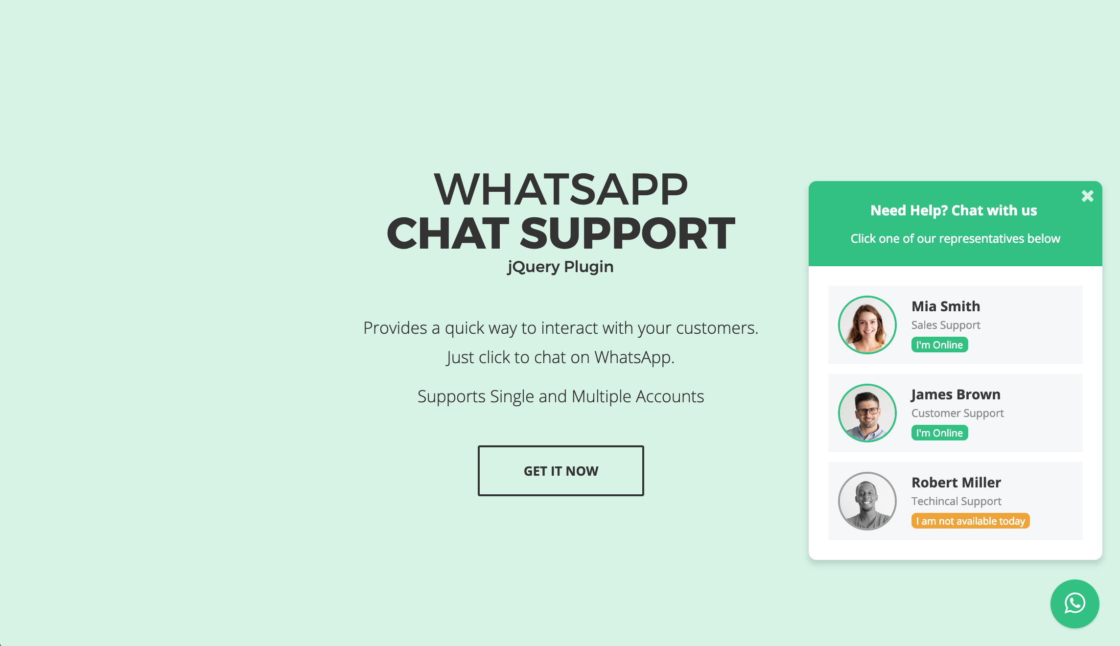 WhatsApp Chat Support - jQuery Plugin by castleplugins | CodeCanyon