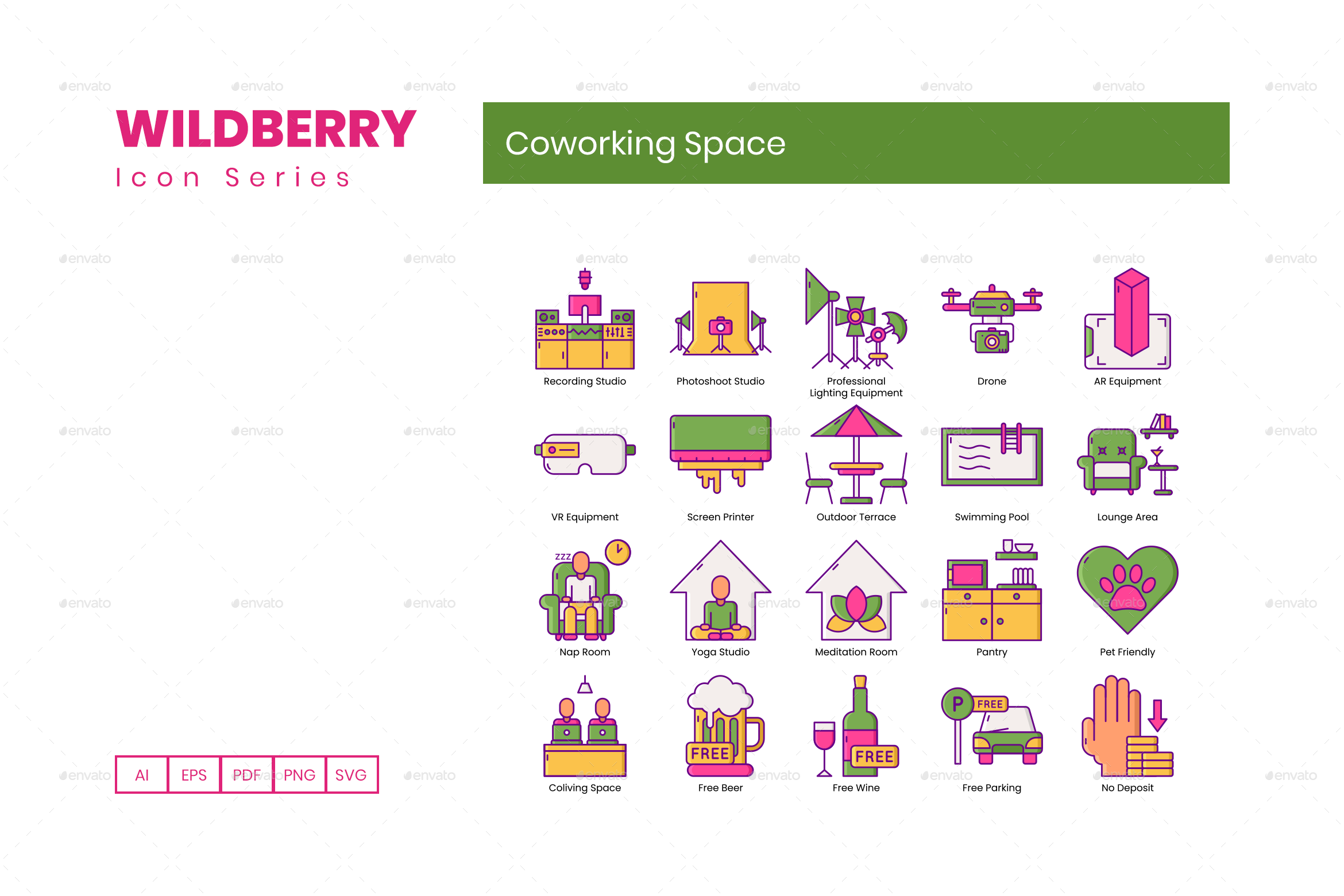Coworking Space Icons, Icons | GraphicRiver