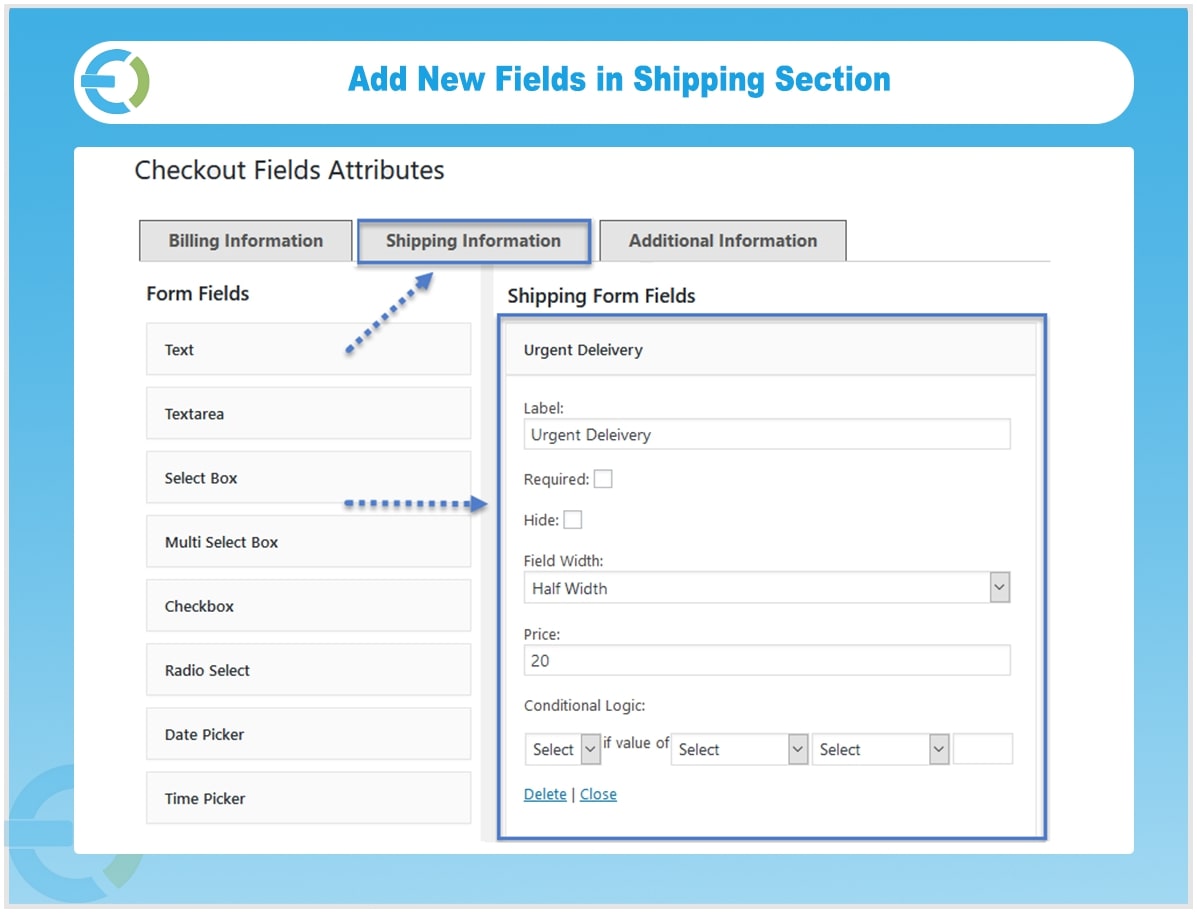 WooCommerce Checkout Fields Manager, Custom Checkout Fields Plugin by extendons