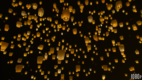Sky Lanterns Flying at Night, Motion Graphics | VideoHive
