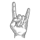 Sign of Horns Hand Gesture Sketch Engraving Vector by AlexanderPokusay