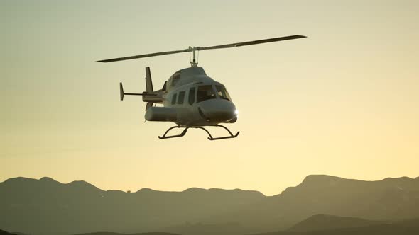 Extreme Slow Motion Flying Helicopter and Sunset Sky, Motion Graphics