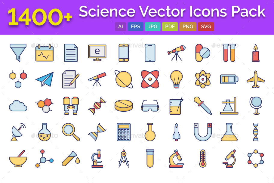 1400+ Science Vector Icons Pack, Icons | GraphicRiver