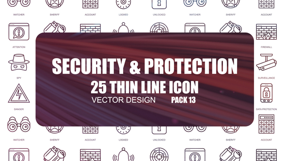 Security And Protection – Thin Line Icons, After Effects Project Files