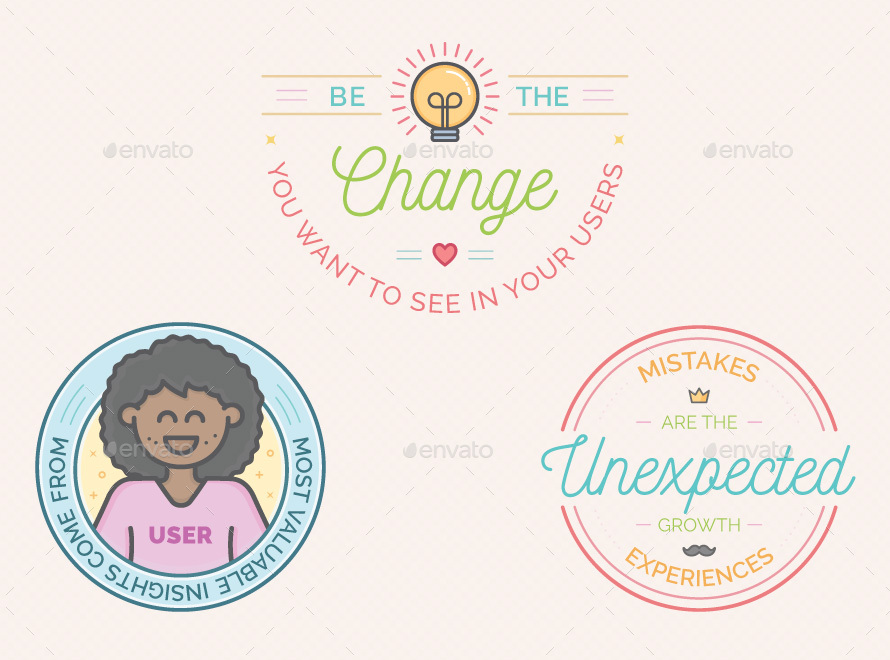 UX Workflow - Badges Filled Version, Web Elements | GraphicRiver