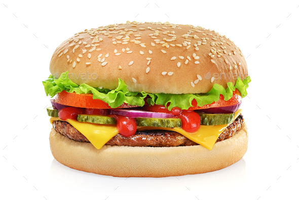 Classic cheeseburger isolated on white Stock Photo by Ha4ipuri | PhotoDune
