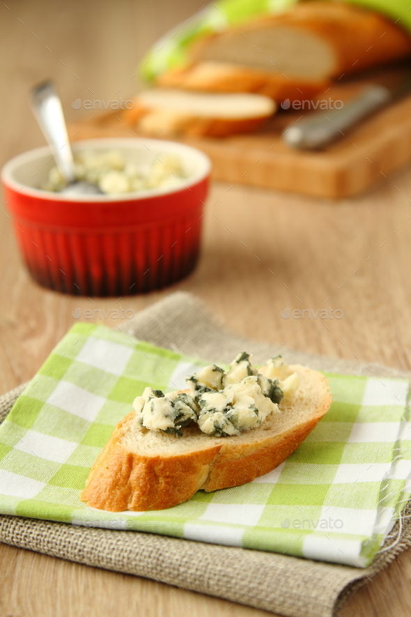 Fresh sliced bread with blue cheese Stock Photo by Merinka | PhotoDune