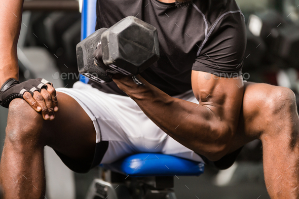 Black African American young man doing workout at the gym - Stock Image ...