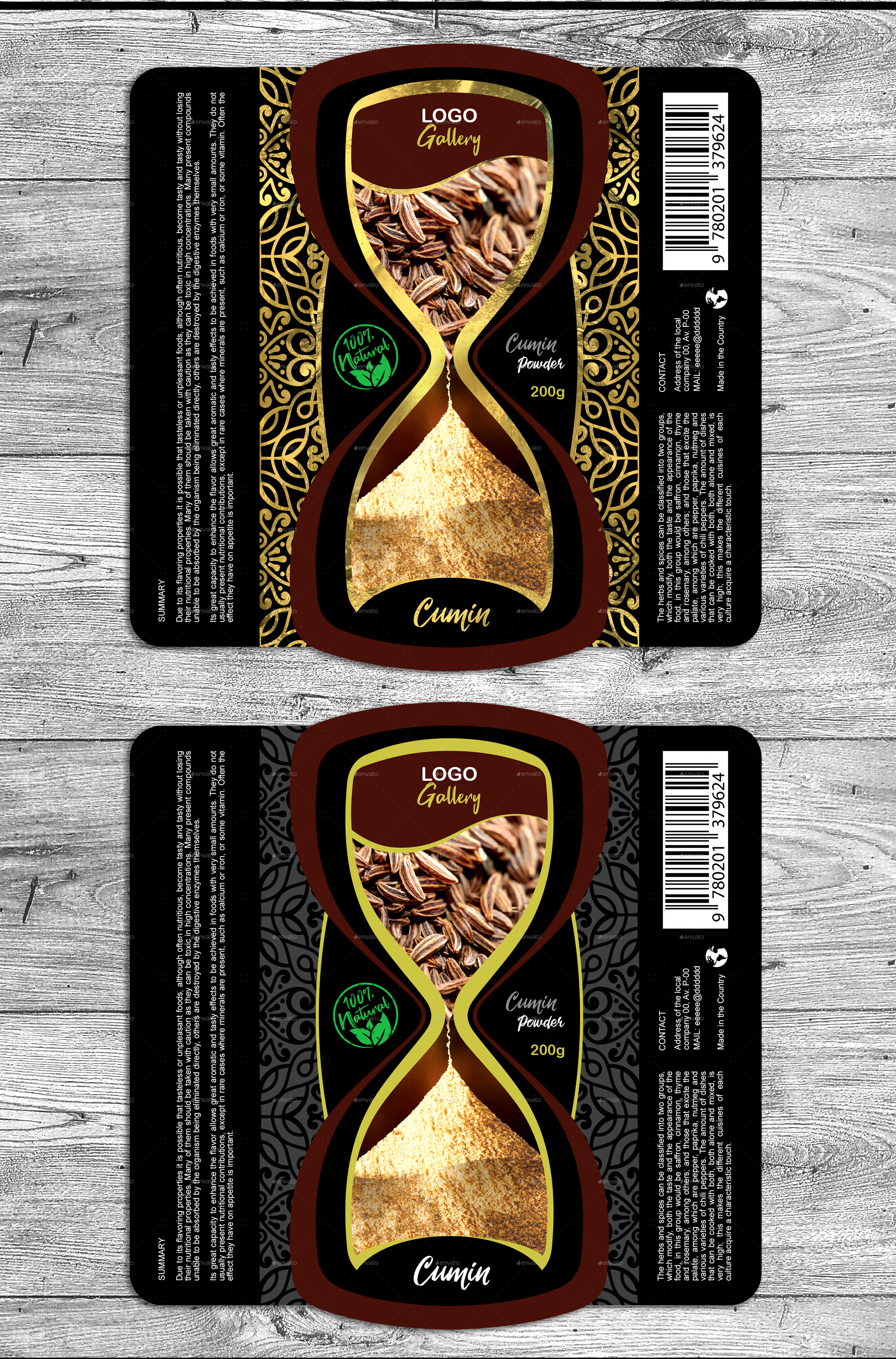 Label Templates for Condiments and Spices Packaging and Flasks, Print ...