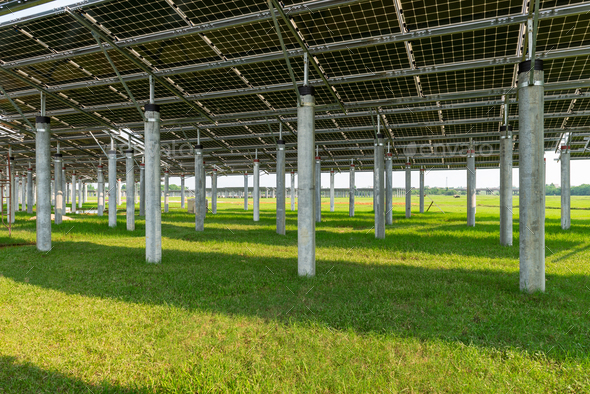 Solar panels on the grass Stock Photo by liufuyu | PhotoDune