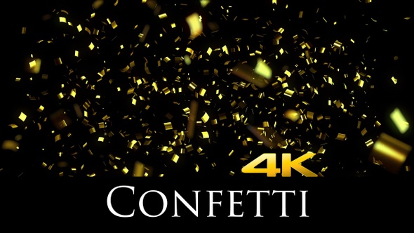 Golden Confetti Realistic Animation Long, confetti overlay, Motion Graphics