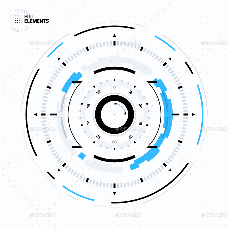 10 Hud Circle Elements, Vectors | GraphicRiver
