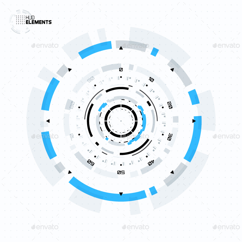 10 Hud Circle Elements, Vectors | GraphicRiver