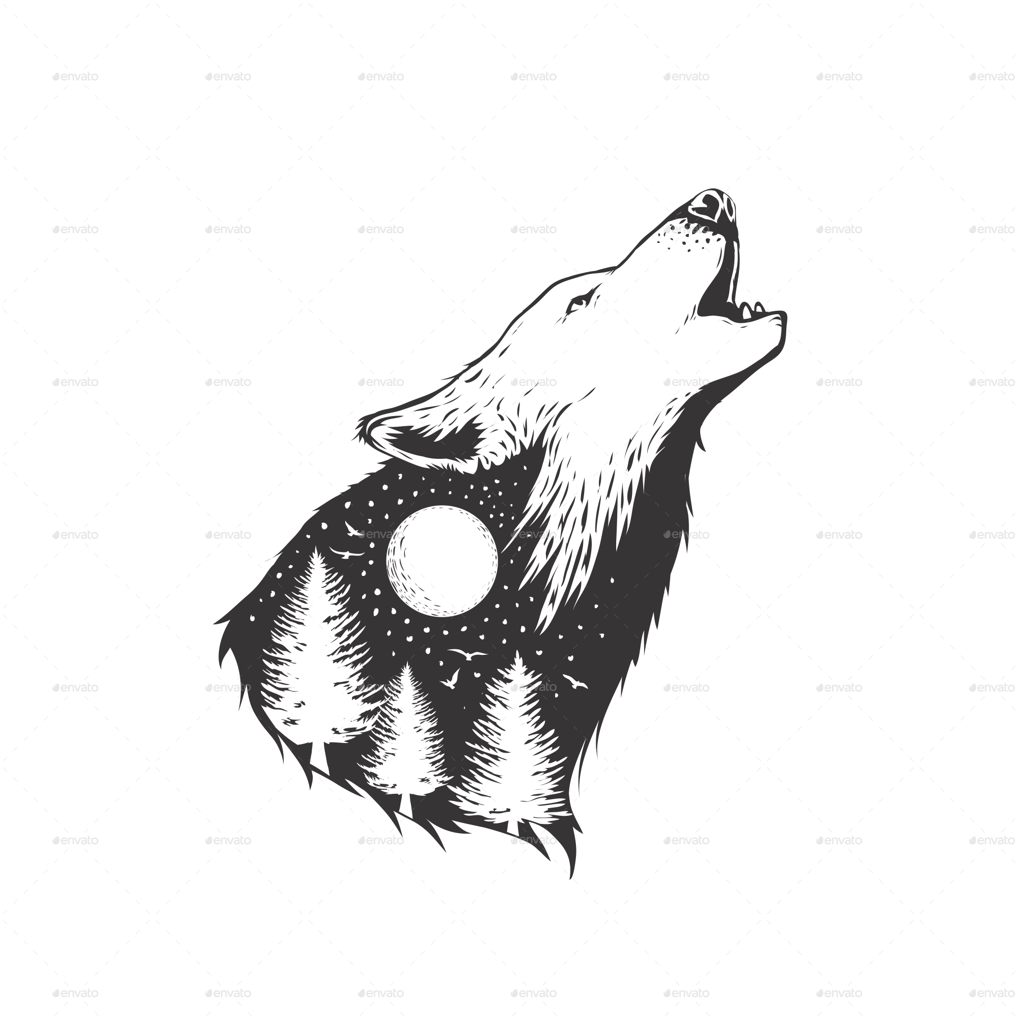 WILDLIFE NEGATIVE SPACE ILLUSTRATION, Vectors | GraphicRiver