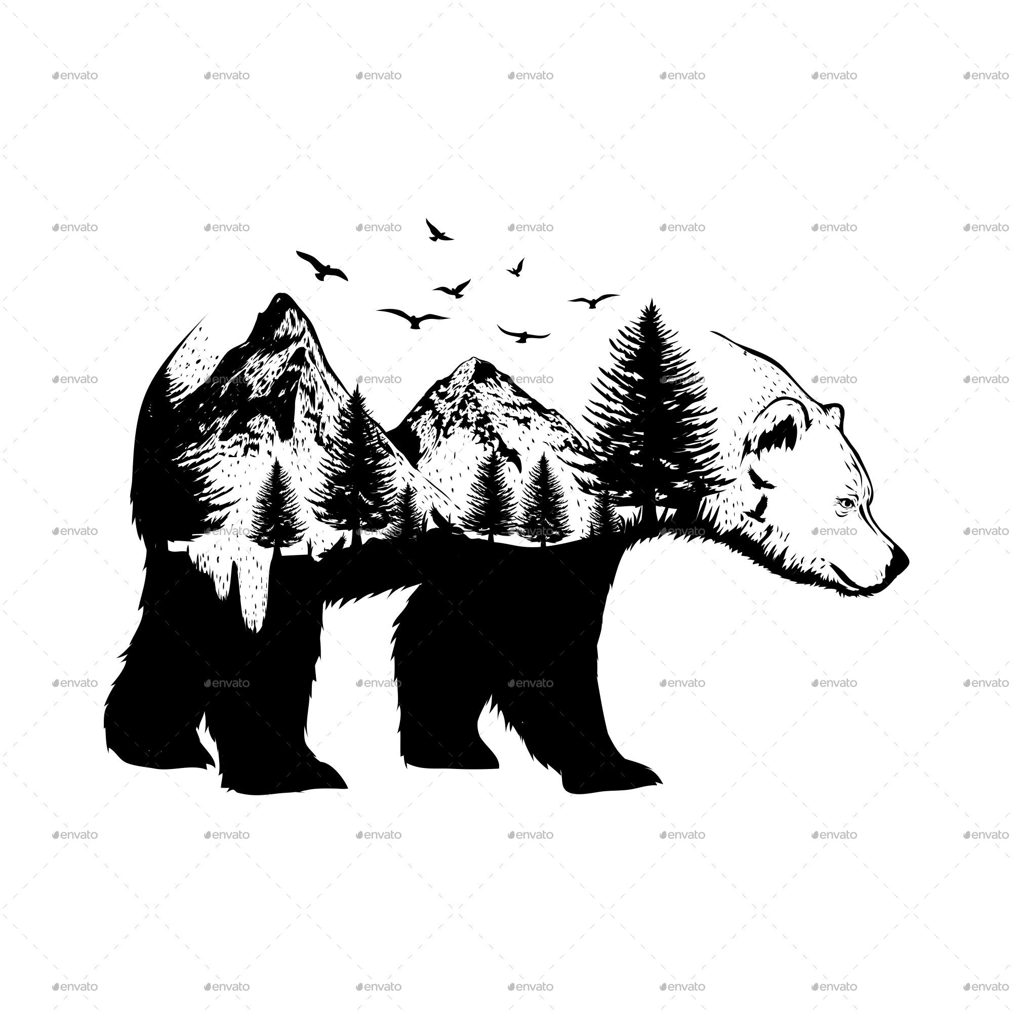 WILDLIFE NEGATIVE SPACE ILLUSTRATION, Vectors | GraphicRiver