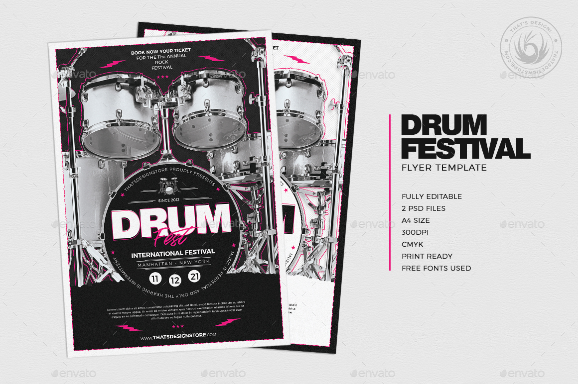 Drum Fest Flyer Template, Print Templates | GraphicRiver