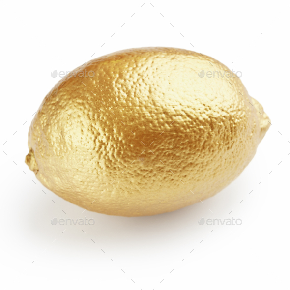 Golden lemon on white Stock Photo by Prostock-studio | PhotoDune